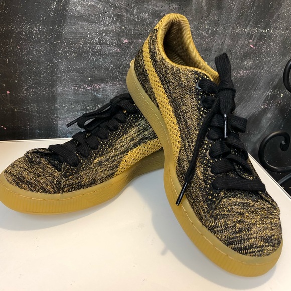 Puma | Shoes | Puma Metallic Gold Puma Basket Mens | Poshmark